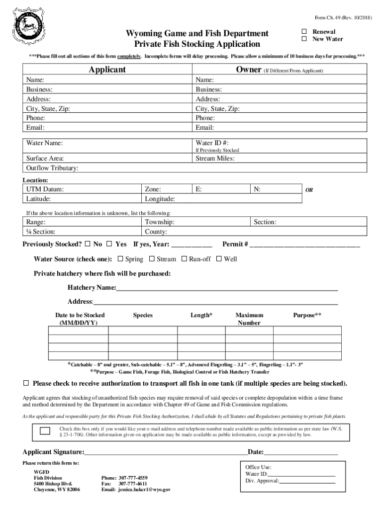 Fillable Online wgfd wyo Private-Fish-Stocking-Application- ... Fax ...