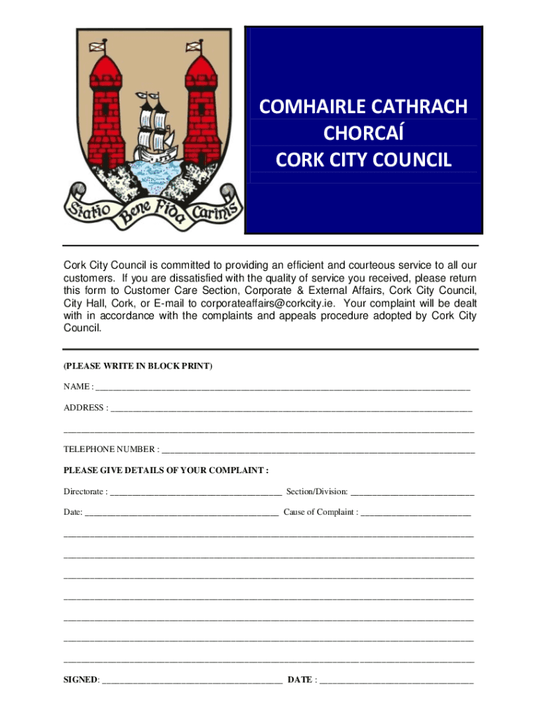 Fillable Online complaint-logging-form.pdf Fax Email Print - pdfFiller