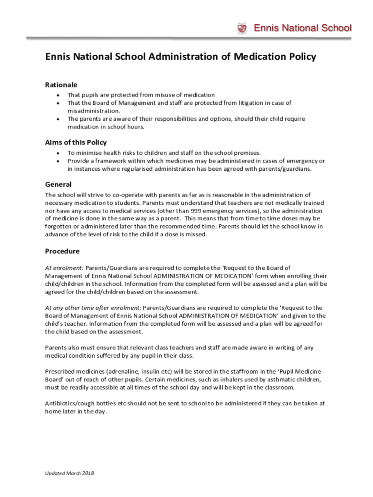 Fillable Online Administration-of-Medication-Policy- ... Fax Email Print - pdfFiller