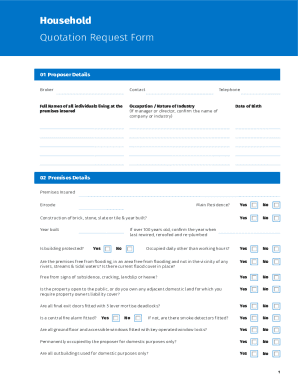Fillable Online Household Quotation Request Form Fax Email Print ...