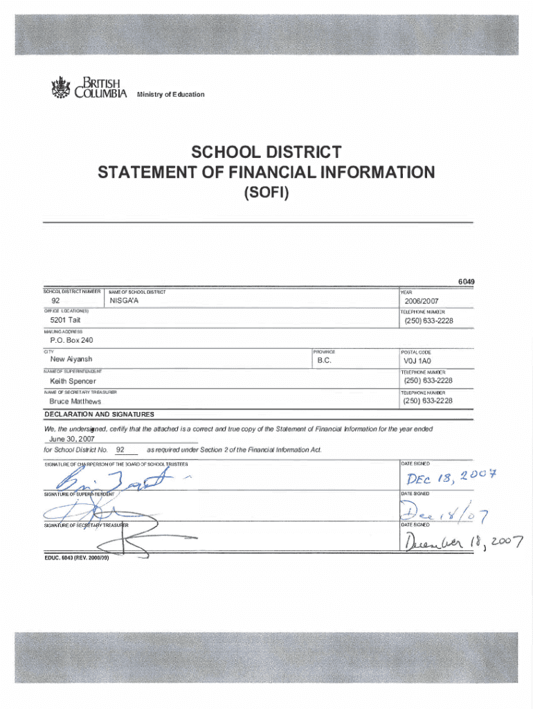 Fillable Online school district statement of financial information (sofi) Fax Email Print ...