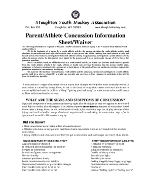 Fillable Online Parent/Athlete Concussion Information Sheet/Waiver Fax ...