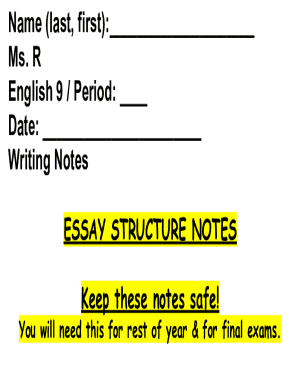 Fillable Online Parts of an essay worksheet Fax Email Print - pdfFiller