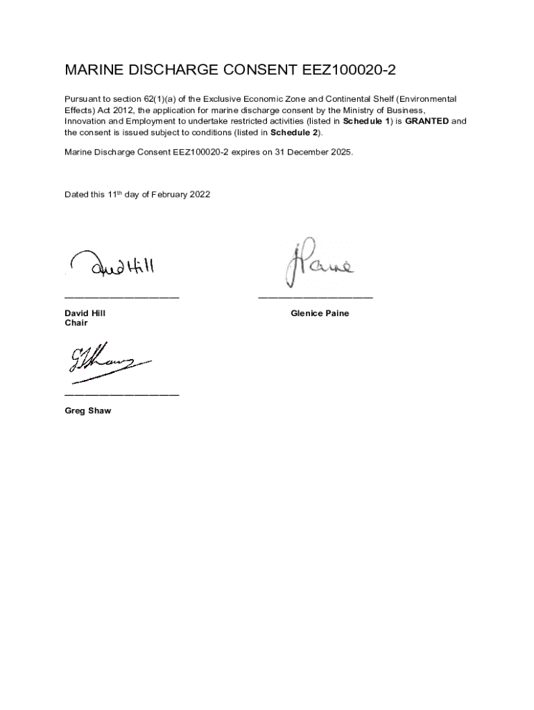 Fillable Online Decision-making criteria for EEZ marine consent applications Fax Email Print ...