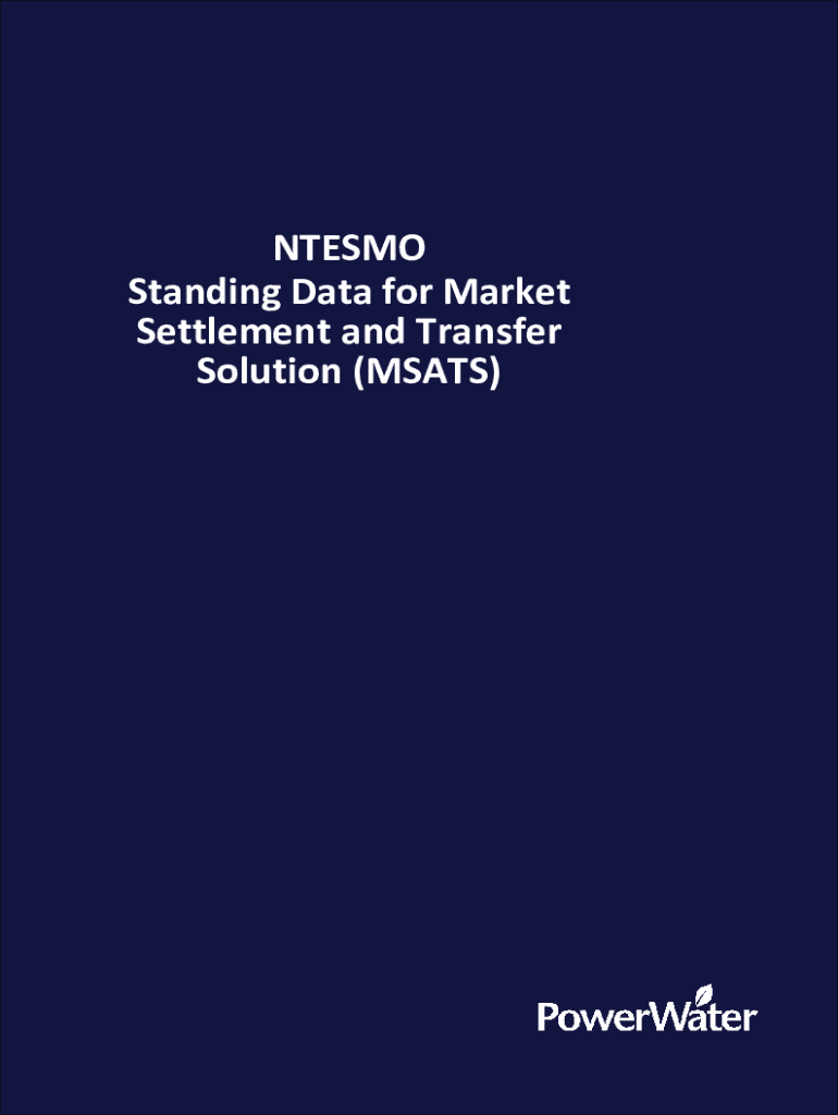 Fillable Online NTESMO Standing Data for Market Settlement and Transfer ...