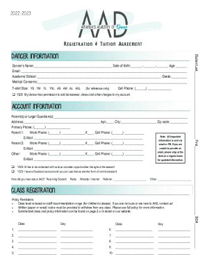 Fillable Online 2022-2023 registration & tuition agreement Fax Email Print - pdfFiller
