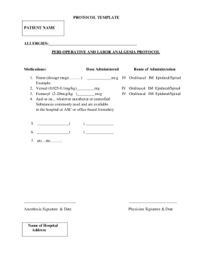 Fillable Online samplebjc anesthesia protocol Fax Email Print - pdfFiller