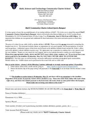 Fillable Online MaST Community Charter School Sports Banquet Fax Email ...