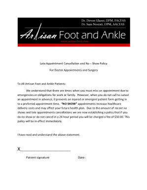 Fillable Online Late Appointment Cancelation Form.docx Fax Email Print - pdfFiller