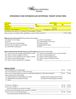 Fillable Online IV Therapy Intake(Jot Form) Fax Email Print - pdfFiller