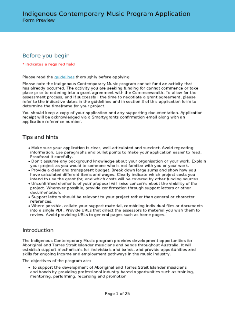 Fillable Online Indigenous Contemporary Music Program Application ...