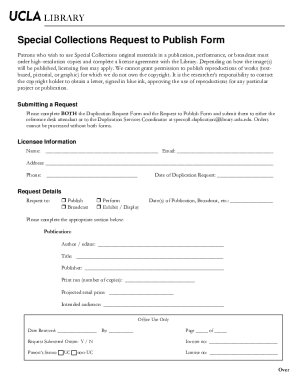 Fillable Online Special Collections Services Fees Fax Email Print ...