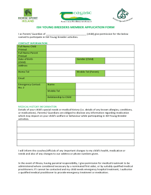 Fillable Online ISH YB Membership Form Under 18 yrs Fax Email Print ...