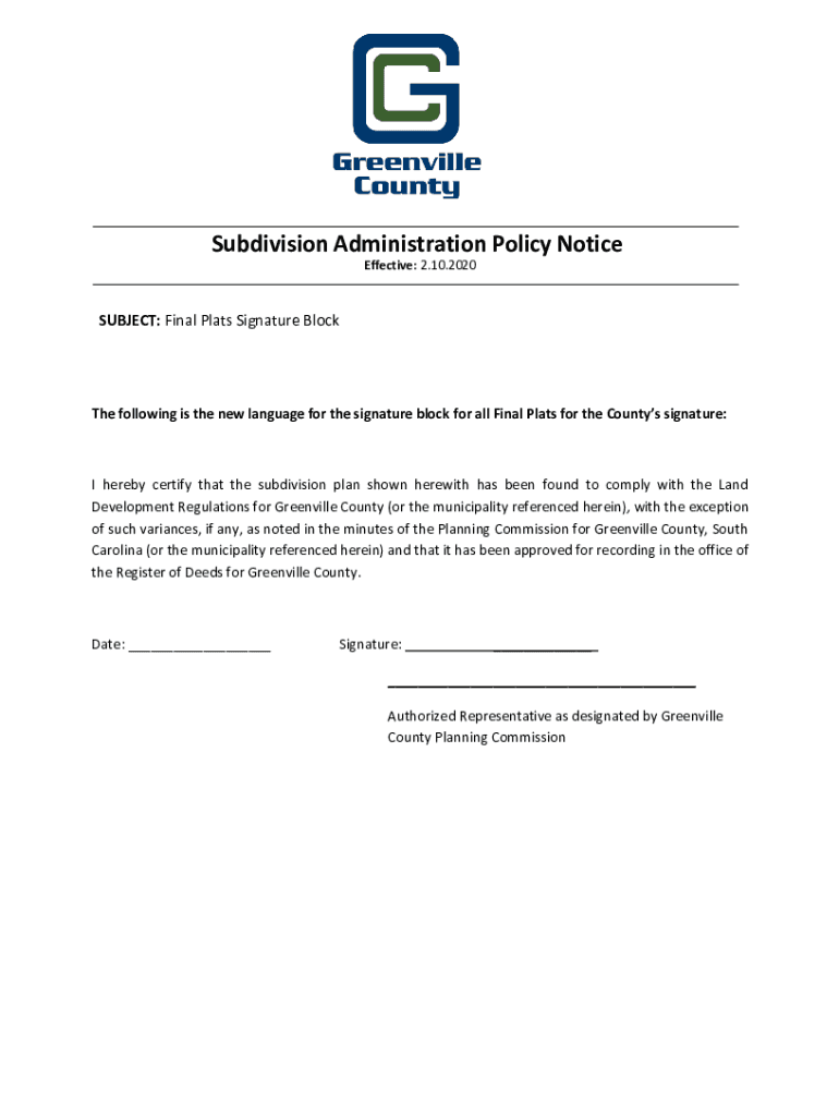 Fillable Online Subdivision - Final Plat Application Fax Email Print ...