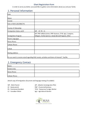 Fillable Online Client Registration Form Template Fax Email Print ...