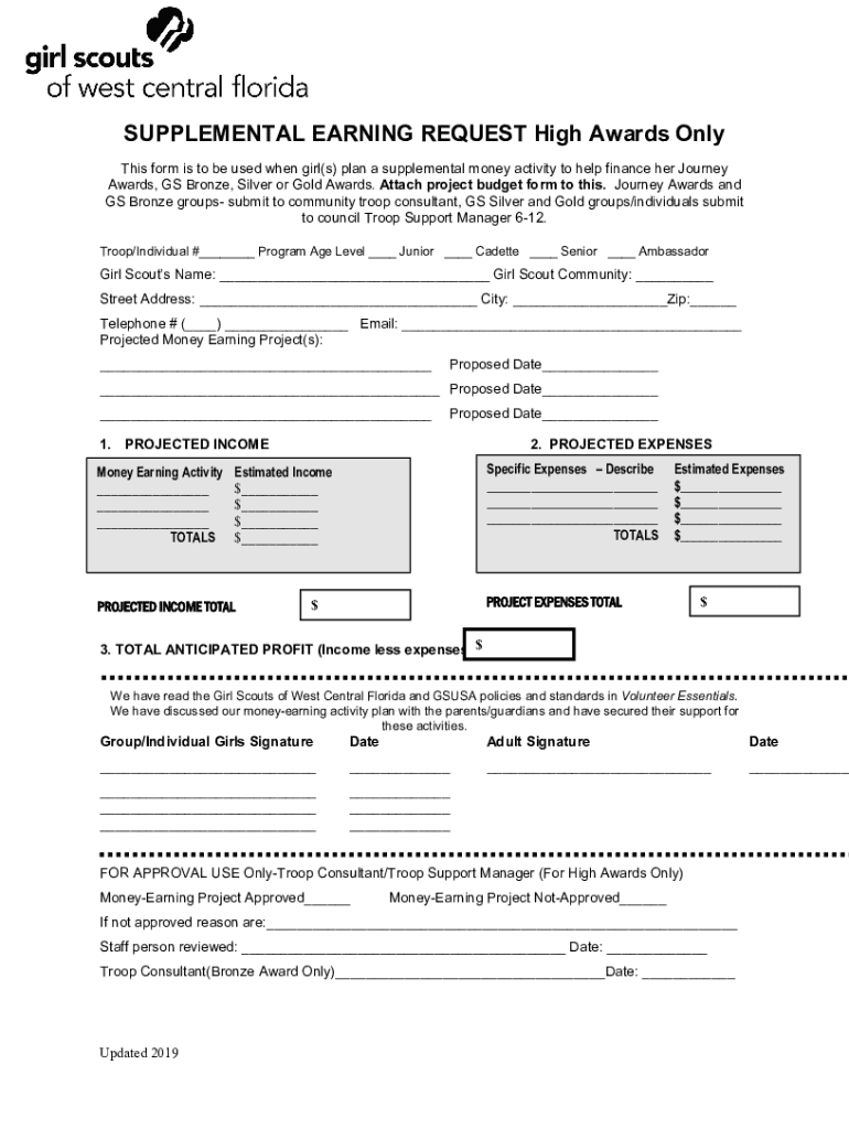 Fillable Online SUPPLEMENTAL EARNING REQUEST High Awards Only Fax Email Print - pdfFiller