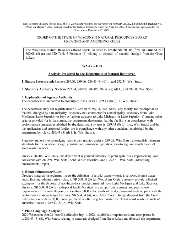 Fillable Online docs legis wisconsin FINAL - Board Order WA-17-21(E). Board order template form ...