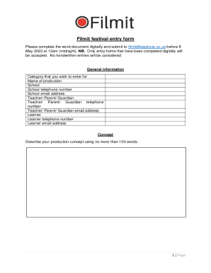 Fillable Online Filmit festival entry form Fax Email Print - pdfFiller