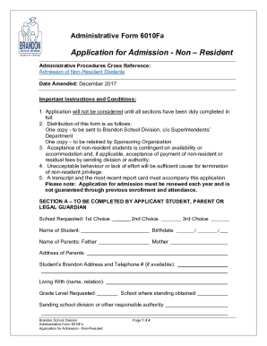 Fillable Online Application for Non-Resident Admission Fax Email Print ...