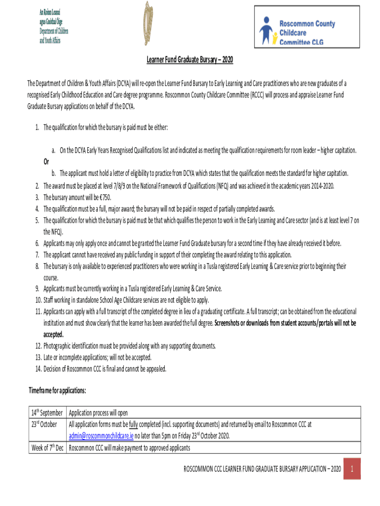 Fillable Online 1-RCCC-Learner-Fund-Bursary-2020-Application-Form ...