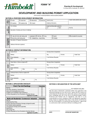Fillable Online DEVELOPMENT AND BUILDING PERMIT APPLICATION Fax Email ...