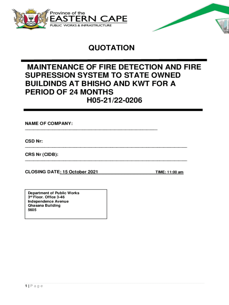 Fillable Online REQUEST FOR QUOTES (RFQ) FIRE ALARM TESTING, ... Fax ...