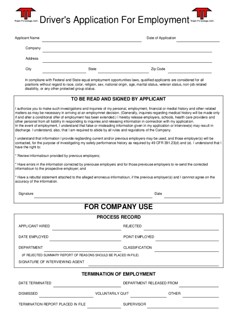 Fillable Online Driver's Application Form.pdf Fax Email Print - pdfFiller