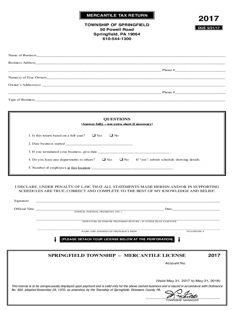 Fillable Online MERCANTILE TAX RETURN Fax Email Print - pdfFiller