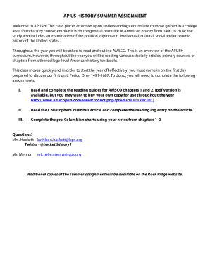 Fillable Online Summer Homework - APUSH - Weebly Fax Email Print ...