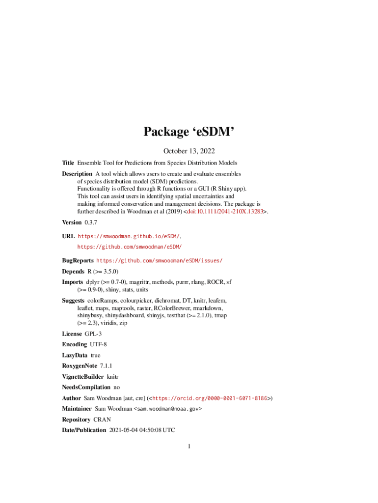 Fillable Online eSDM: A tool for creating and exploring ensembles of ...