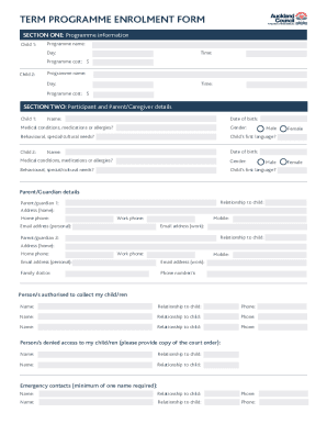 Fillable Online TERM PROGRAMME ENROLMENT FORM Fax Email Print - pdfFiller
