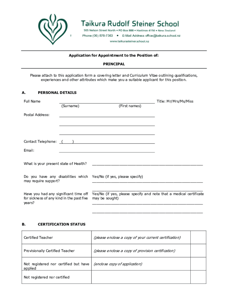 Fillable Online principal application Fax Email Print - pdfFiller