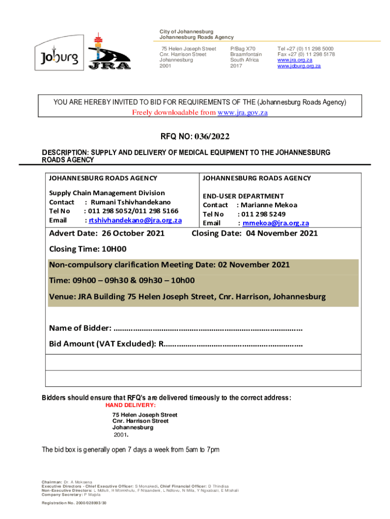 Fillable Online jra org johannesburg roads agency (jra) - vacancy circular no. 12/ ... Fax Email ...