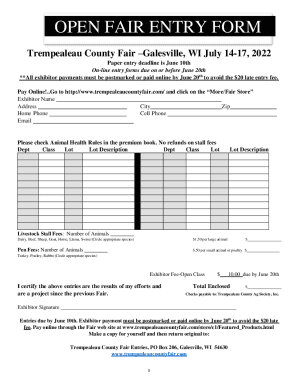 Fillable Online OPEN FAIR ENTRY FORM Fax Email Print - pdfFiller