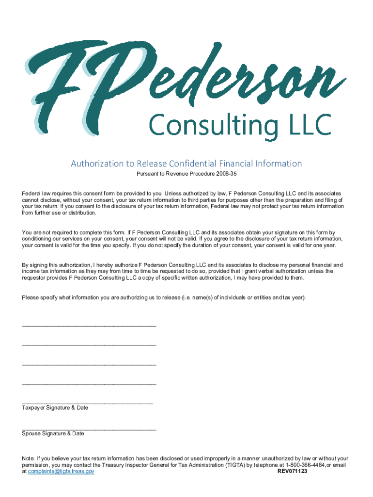 Fillable Online Authorization to release income tax return information ...