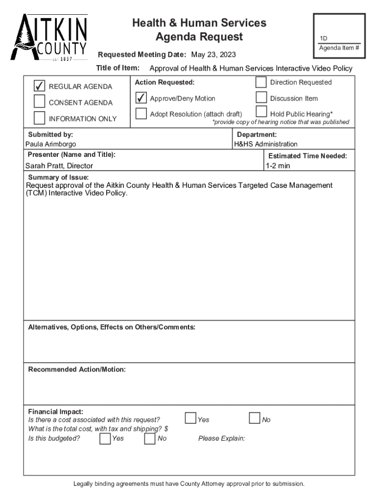 Fillable Online agenda item request form Fax Email Print - pdfFiller