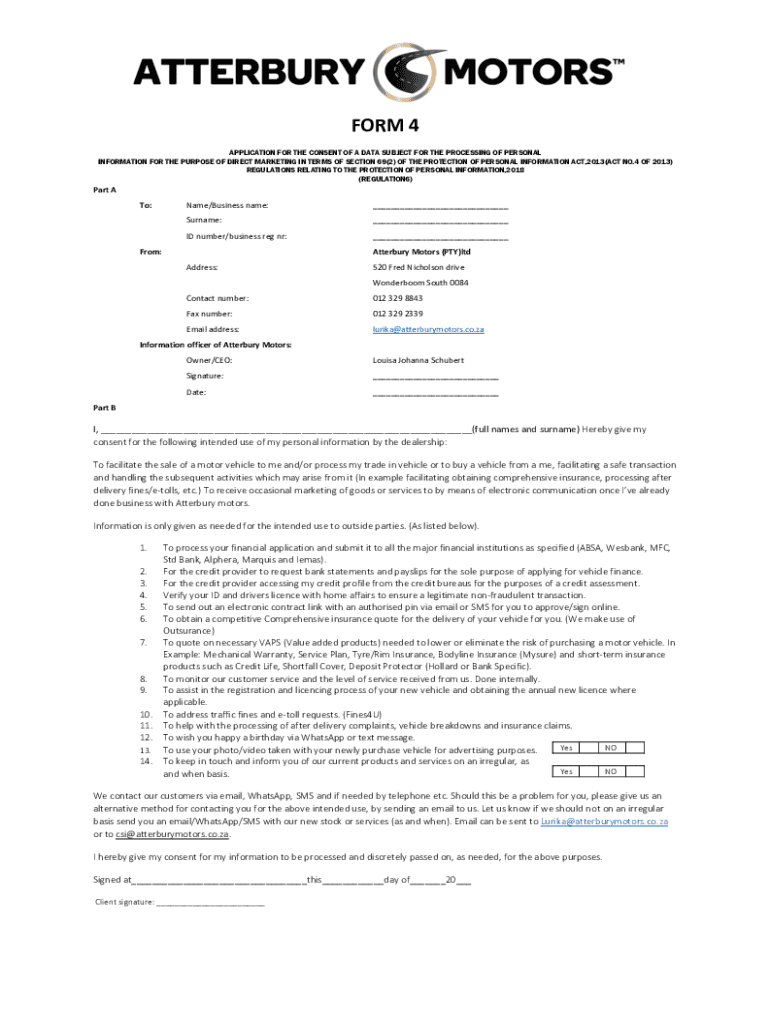 Fillable Online Esri South Africa - POPI consent form Fax Email Print ...