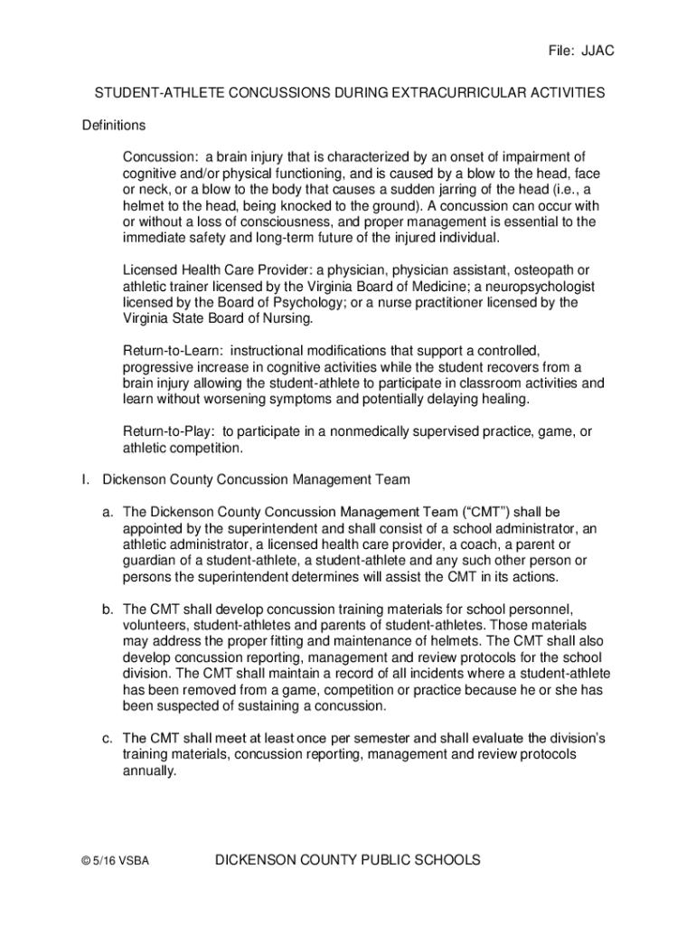 Fillable Online Student-Athlete Concussions During Extracurricular ...