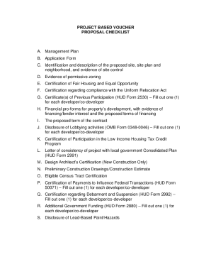 Fillable Online PROJECT BASED VOUCHER PROPOSAL CHECKLIST A ... Fax ...