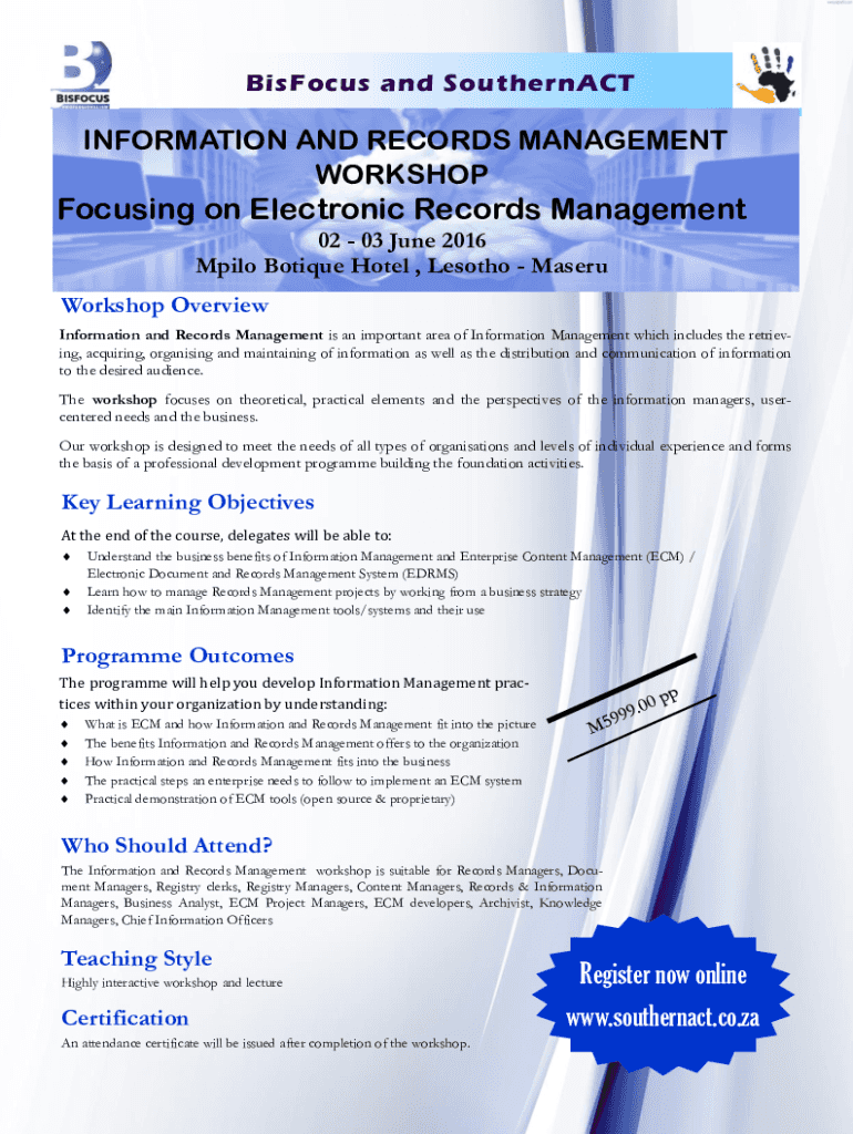 Fillable Online "Influence of records management practices, work ...