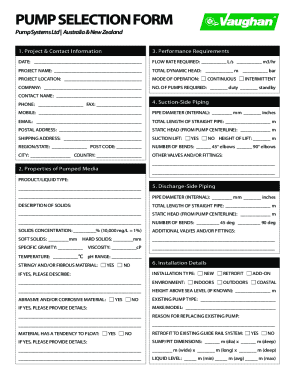 Fillable Online Pump Selection Form Fax Email Print - pdfFiller
