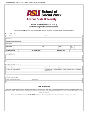Fillable Online Sample BSW Learning Agreement Fax Email Print - pdfFiller