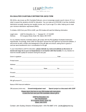 Fillable Online ira qualified charitable distribution (qcd) form Fax ...