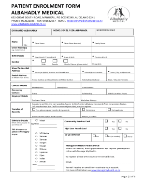 Fillable Online PATIENT ENROLMENT FORM ALBAHADLY MEDICAL Fax Email ...