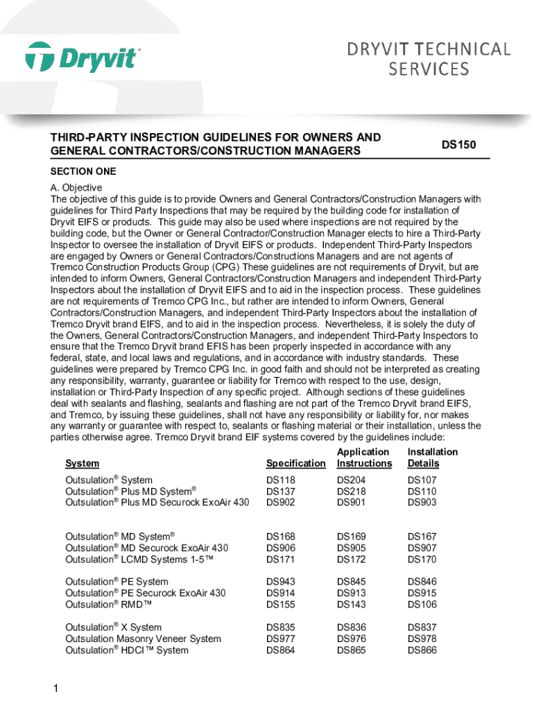Fillable Online Third Party Inspection Guidelines for Owners and General ... Fax Email Print ...
