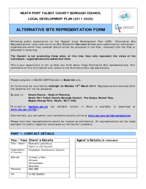 Fillable Online ALTERNATIVE SITE REPRESENTATION FORM Fax Email Print ...