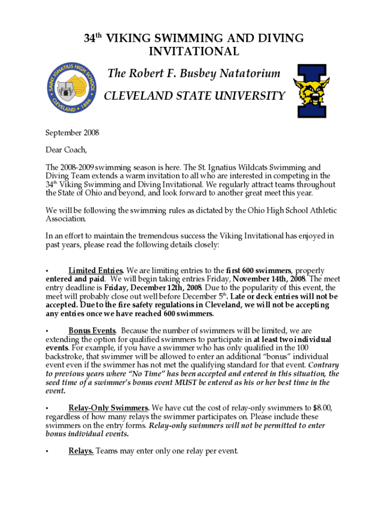 Fillable Online 34th VIKING SWIMMING AND DIVING Fax Email Print - pdfFiller