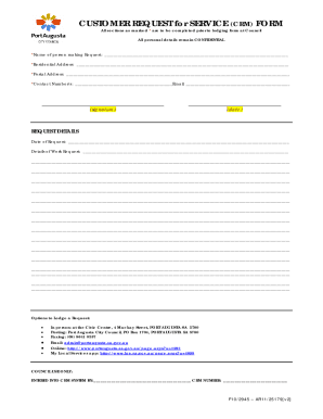 Fillable Online CUSTOMER REQUEST for SERVICE (CRM) FORM Fax Email Print ...