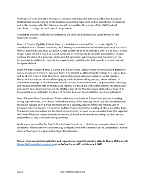 Fillable Online To Prospective Board Members: Thank you for your interest ... Fax Email Print ...