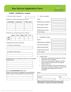 Fillable Online Bus Service Application Form Fax Email Print - pdfFiller
